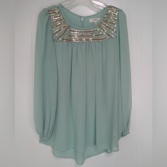 Umgee | Tops | Umgee Mint Green Blouse With Sequin Detail | Poshmark